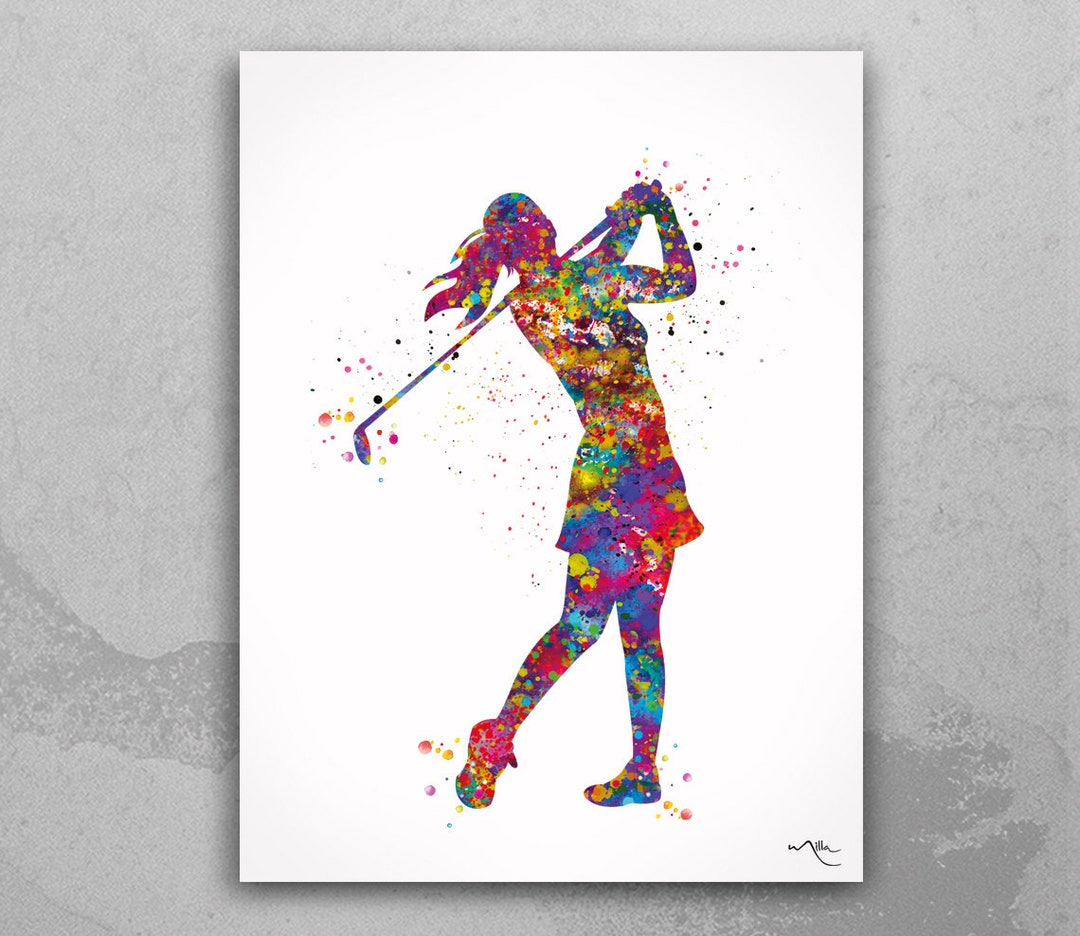 Female Golfer Watercolor Print Golf Player Female Woman Mom Girls Golf ...