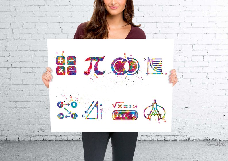 Math Symbol Art Watercolor Print Math Teacher Gift Math Art - Etsy