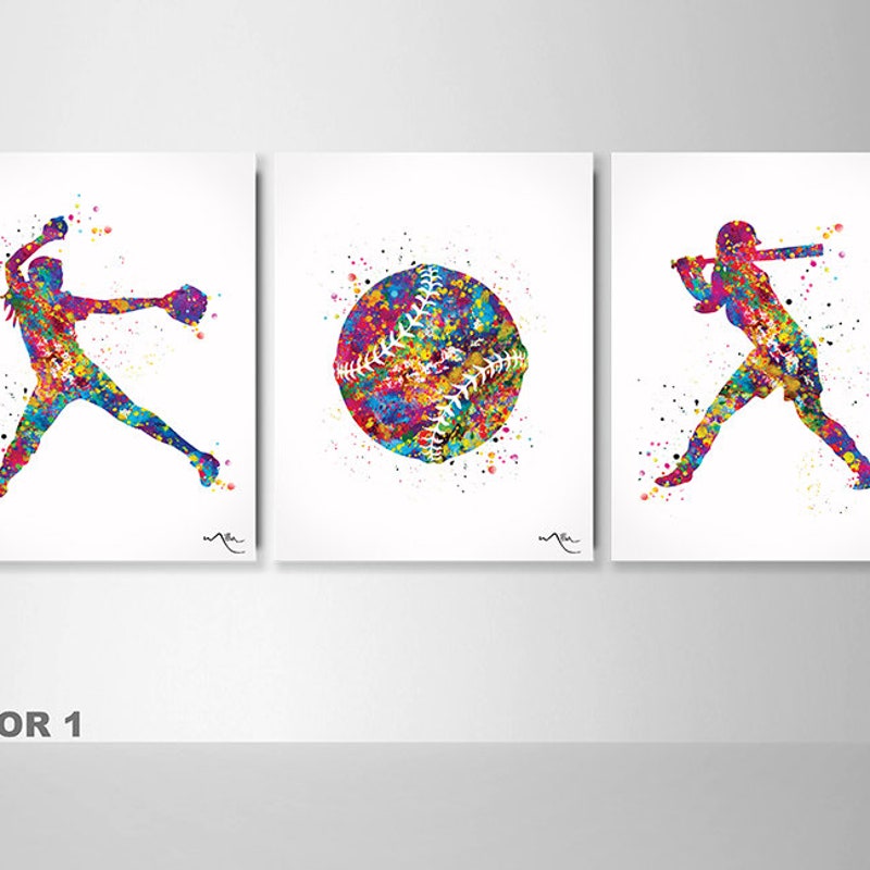 Girls Softball Art - Etsy