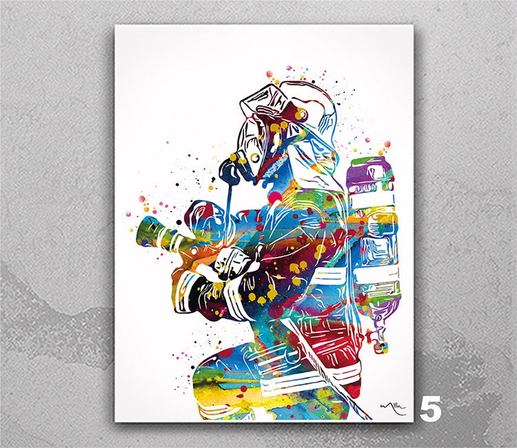 Fireman Firefighter Watercolor Print Firefighter Gift Fire - Etsy