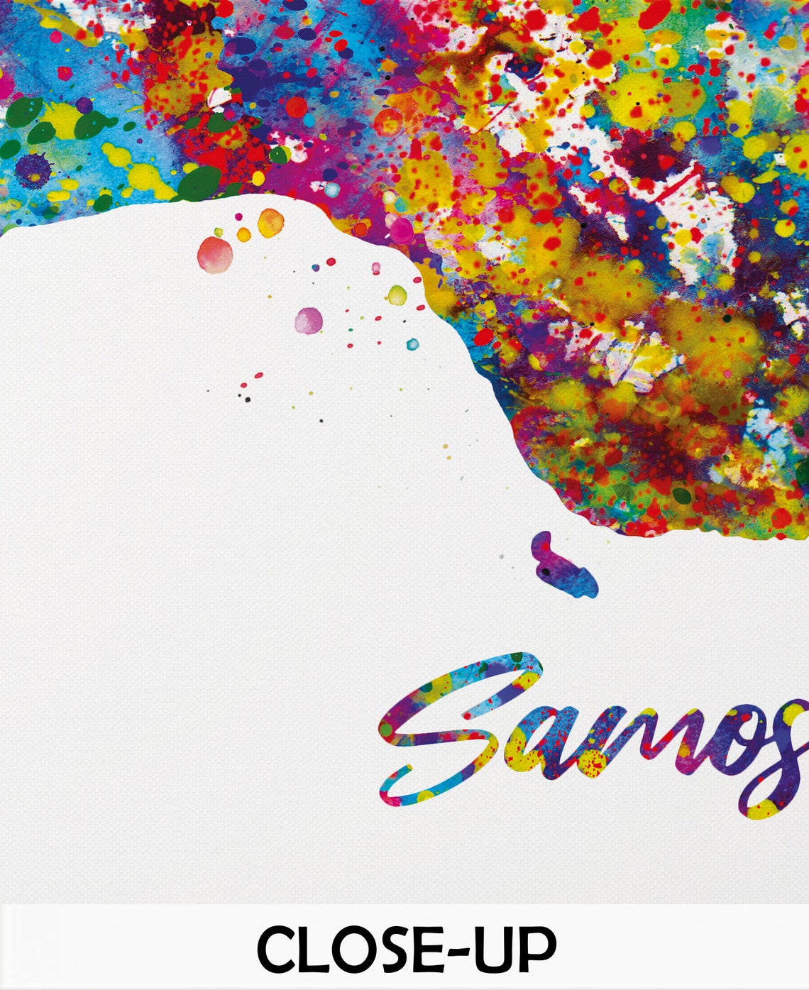 Samos Map Watercolor Print Samos Island Map Greece Travel - Etsy