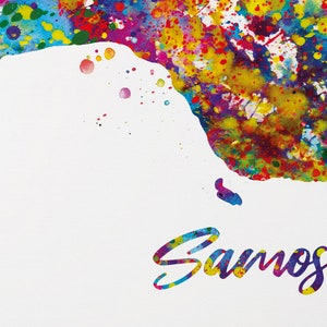 Samos Map Watercolor Print Samos Island Map Greece Travel Poster ...