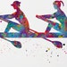 Female Rowing Team Watercolor Print Canoe Kayak Poster Rower Canoeing ...