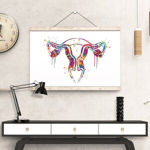 Uterus Watercolor Print Human Organs Gynecology Anatomical Clinic Decor ...