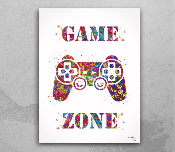 Game Zone Gamers Art Watercolor Print Joystick Game Room Decor | Etsy