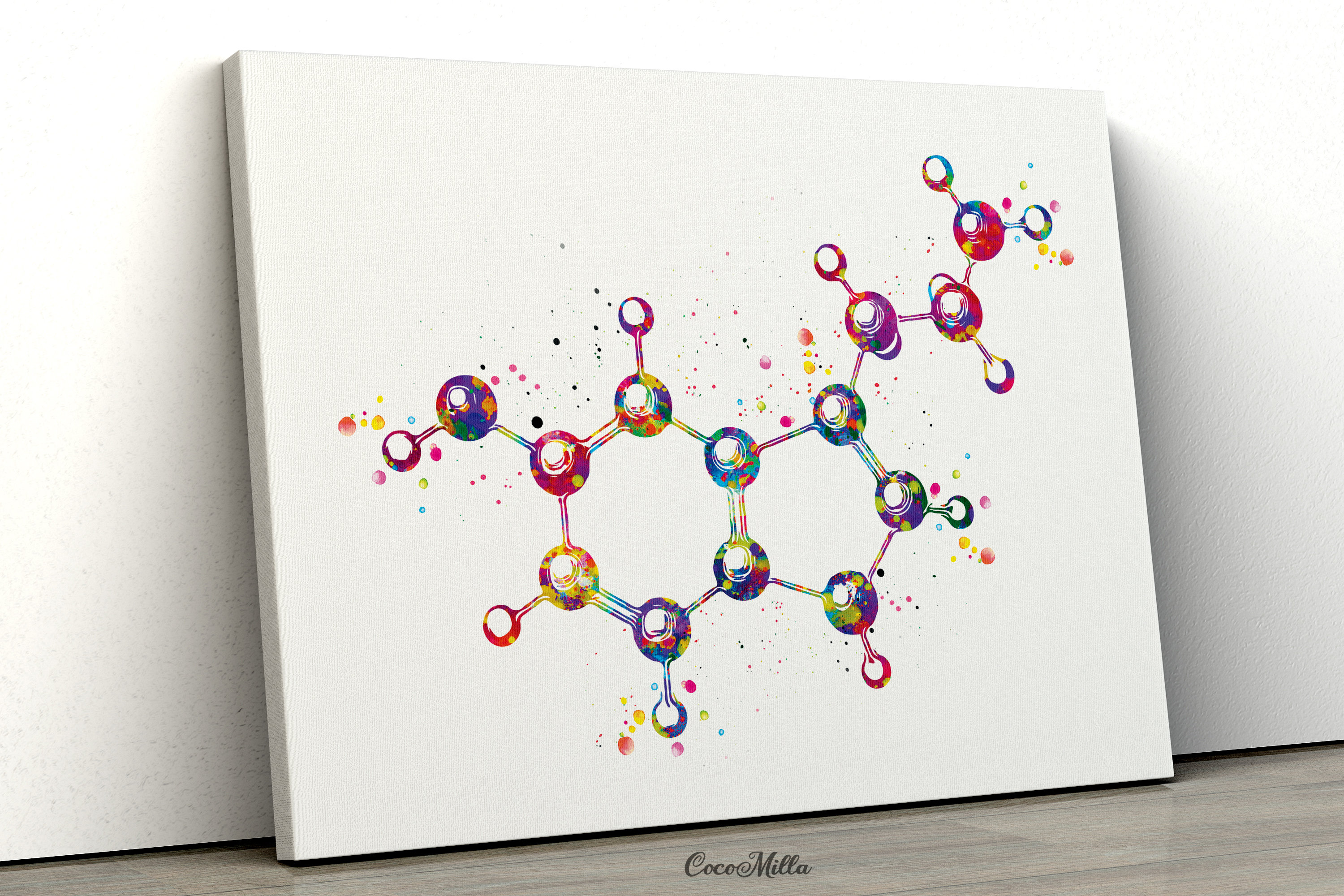 Serotonin Molecule Art Watercolor Print Medical Art Happiness - Etsy UK