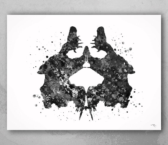 Rorschach Inkblot Test Card 2 BW Watercolor Print Psychology - Etsy UK