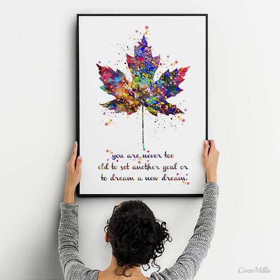 Leaf Quotes Maple Tree Leaf Watercolor Print Inspirational Quote Art