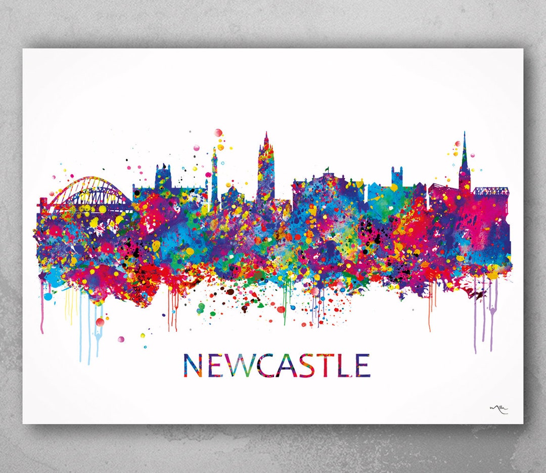 Newcastle Skyline Watercolor Print Newcastle Upon Tyne Geordie ...