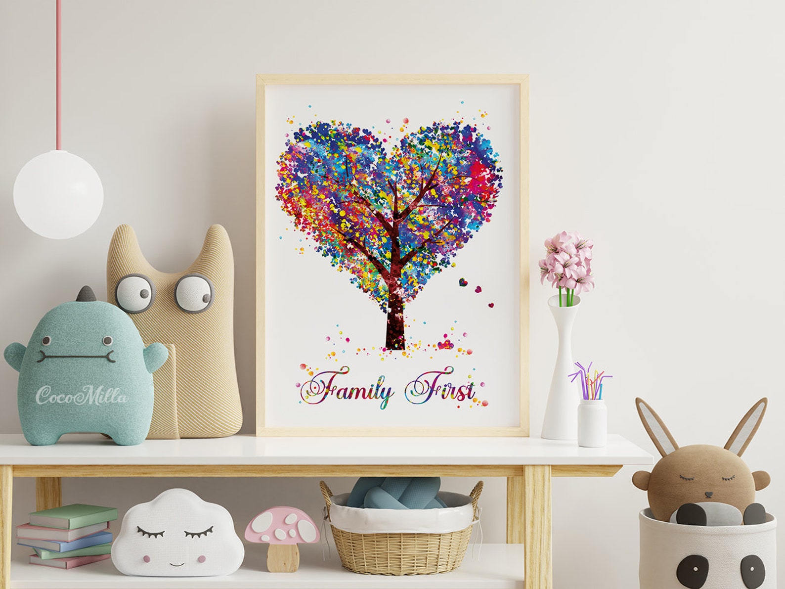 Heart Tree Family First Quote Watercolor Print Wedding Gift | Etsy