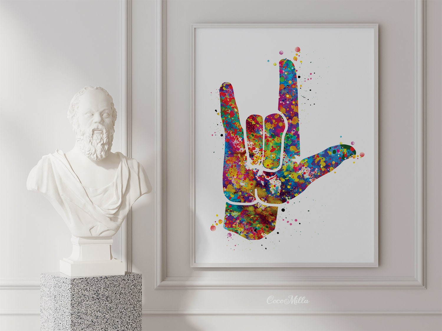 I Love You ASL American Sign Language Watercolor Print Hand | Etsy