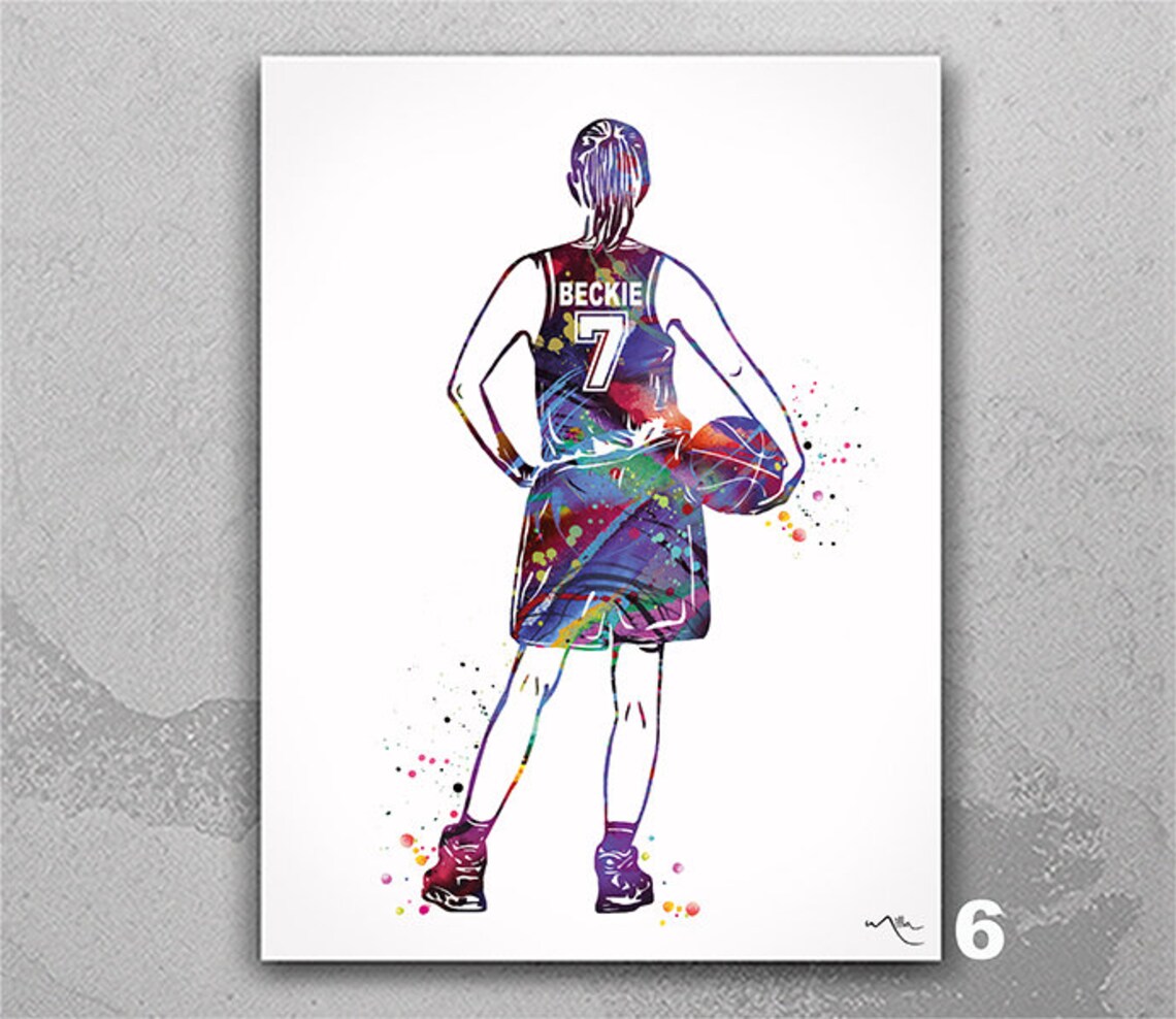 Personelized Female Basketball Player Watercolor Print Gift - Etsy