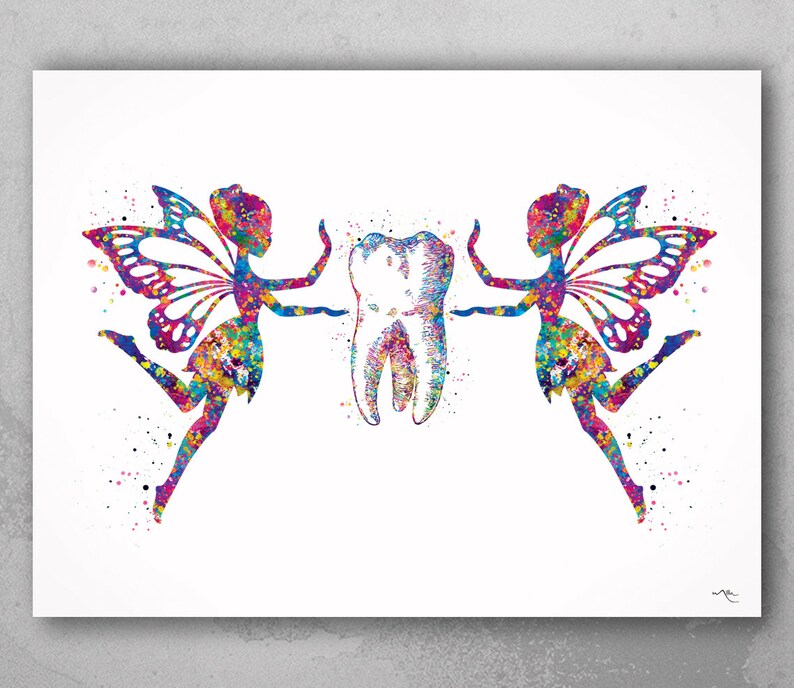 Tooth Fairy Watercolor Print Tooth Fairies Anatomical Art | Etsy