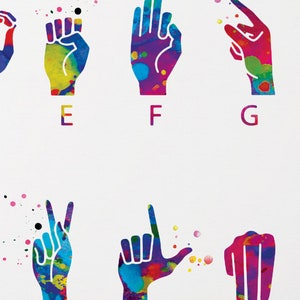 Sign Language Alphabet Watercolor Print American Sign Language Hand ...
