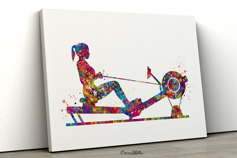 Rowing Woman Watercolor Print Sports Art Rowing Workout Room | Etsy
