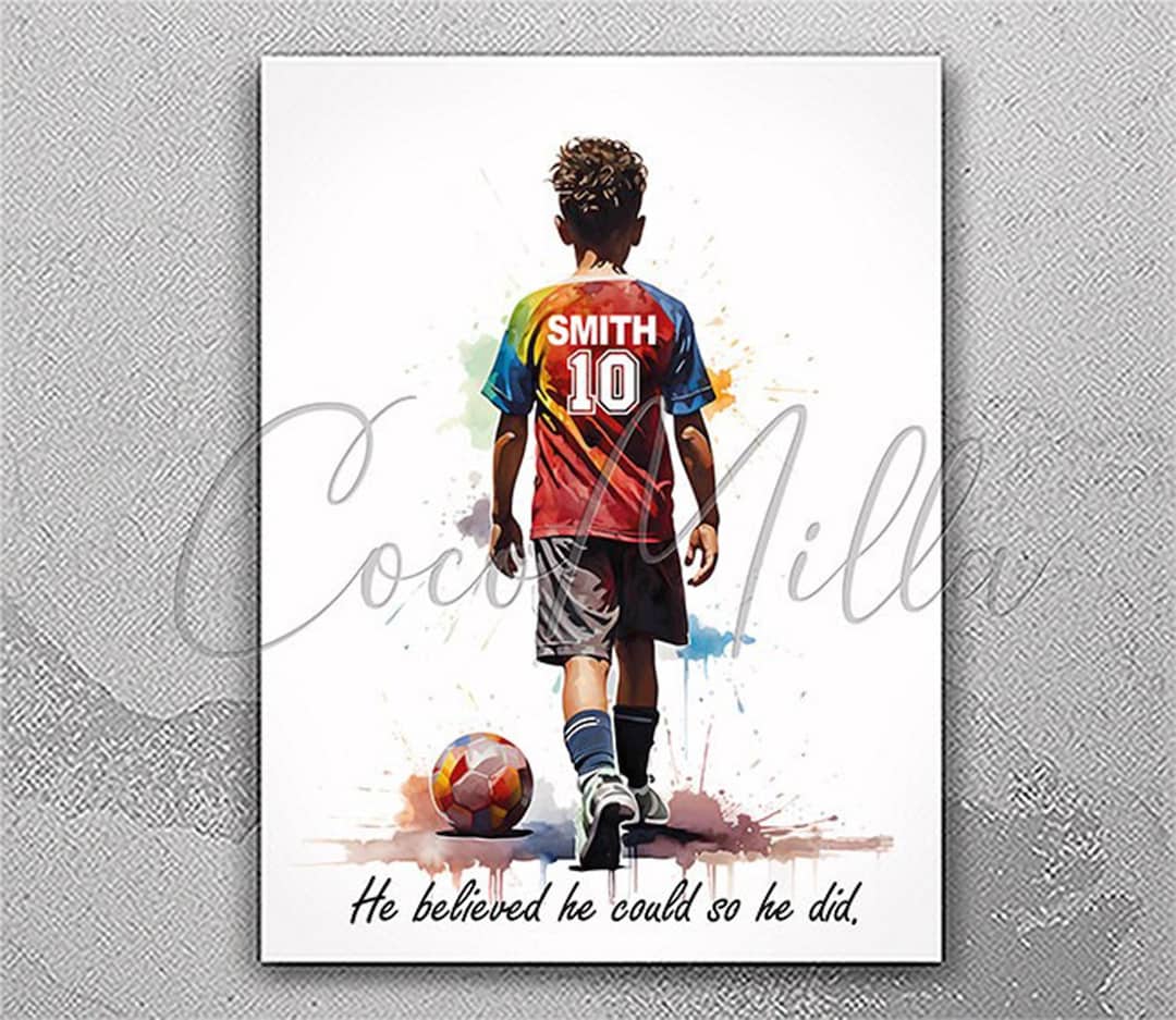 Personalised Football Player Gift | Boy Football Poster | Football ...