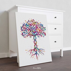 DNA Tree Watercolor Art Print Medical Symbol Wall Art Nurse Gift ...