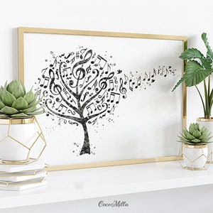Music Tree Watercolor Print Treble Clef Art Print Art Print Music Notes ...