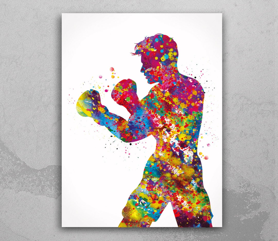 Boxing Man Watercolor Print Martial Arts Gym Workout Fight - Etsy