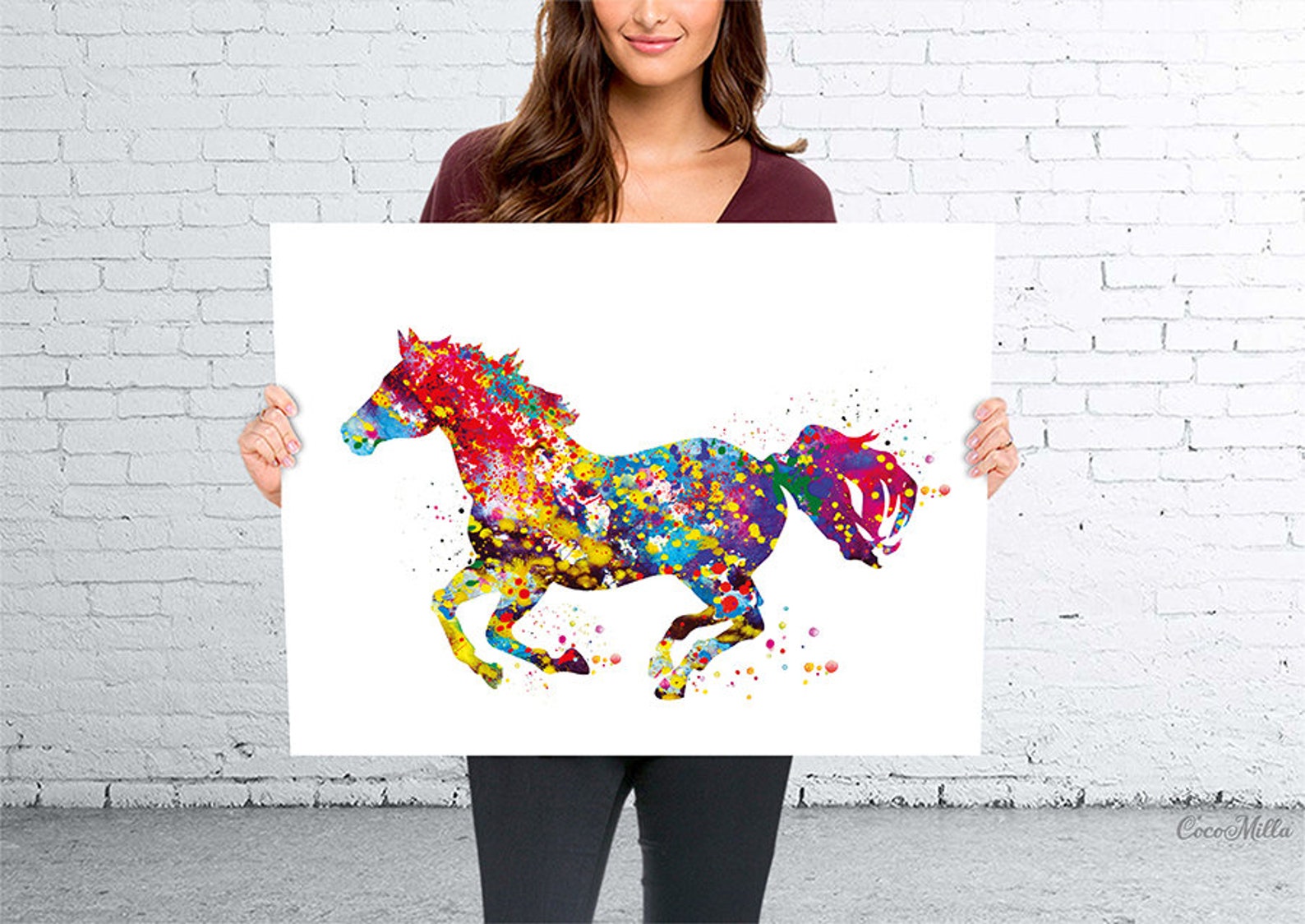 Horse Watercolor Print Equestrian Wall Art Horse Rider Gift - Etsy