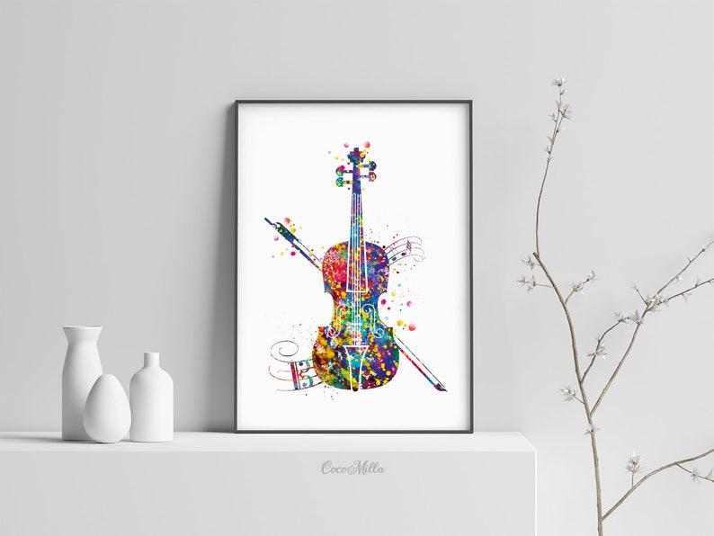Viola Music Instrument Watercolor Print Wall Art Poster Music - Etsy
