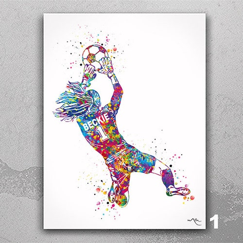 Soccer Player Girl Personalized Watercolor Print Female - Etsy