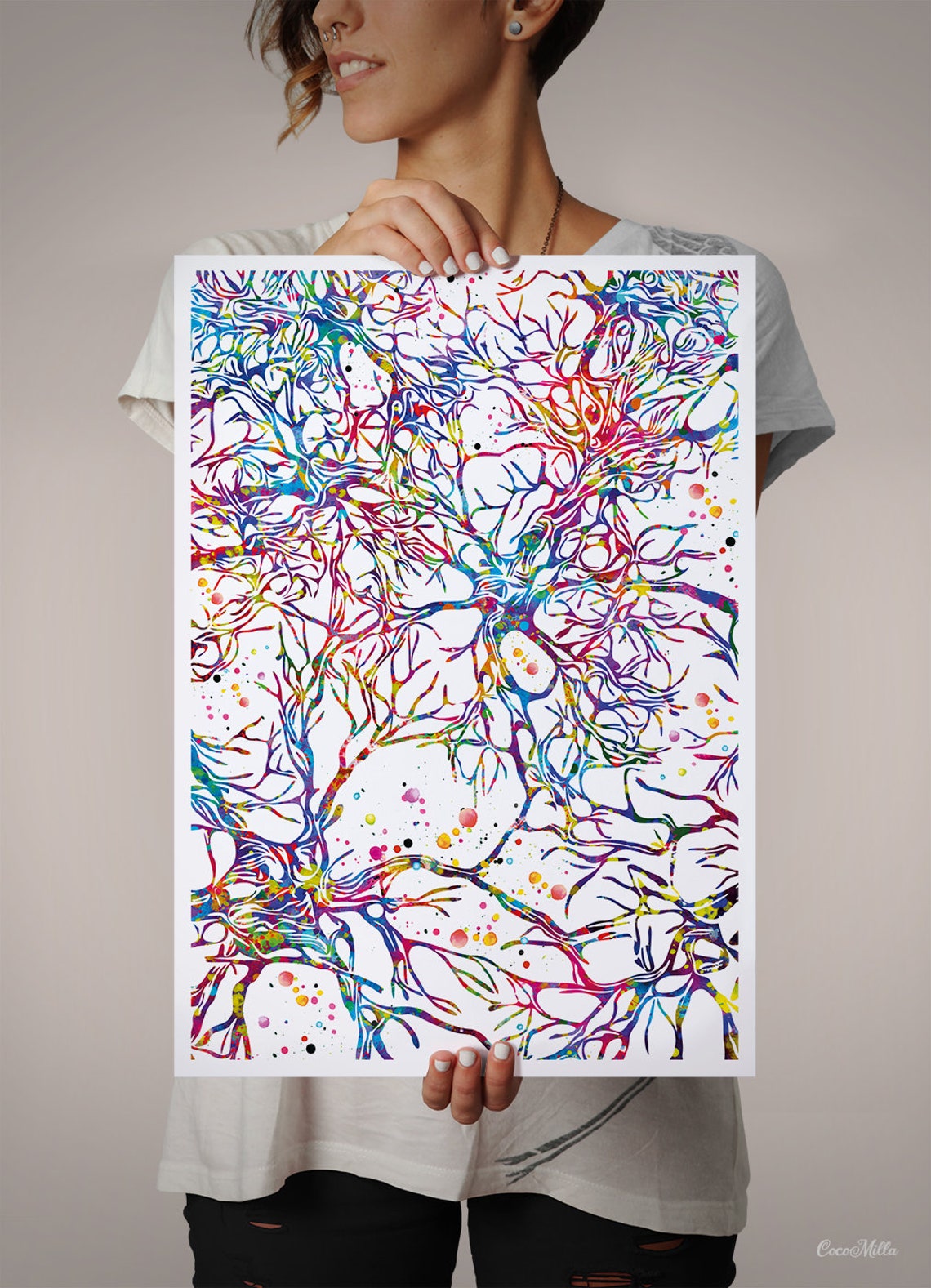 Neural Network Watercolor Print Abstract Medical Art Science | Etsy