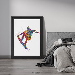 Wakeboarding Art Watercolor Print Sports Art Wakeboarder Boys Room ...