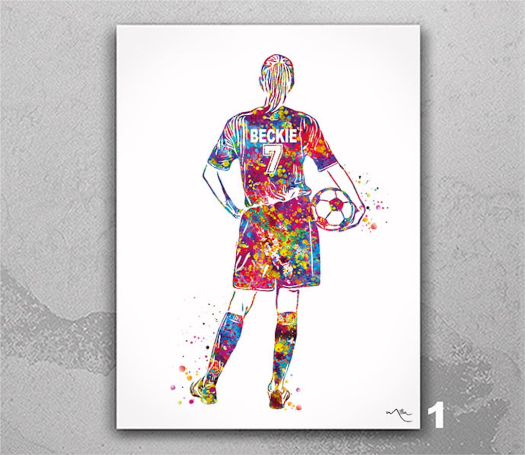 Personalized Soccer Player Watercolor Print, Girls Football Gift-1984 ...