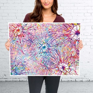 Synaptic Network Watercolor Print Medical Art Science Neurology Brain ...