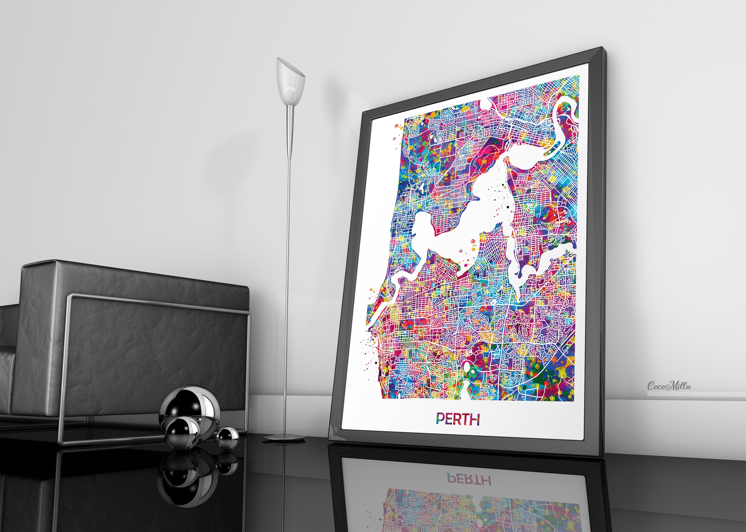 Perth City Map Watercolor Print Perth Gift Australia Travel | Etsy