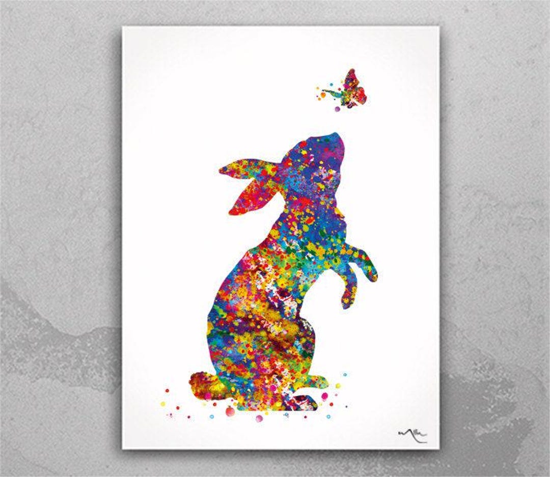 Rabbit Watercolor Print for Kids Girls Boys Nursery Decor Wall Decor ...