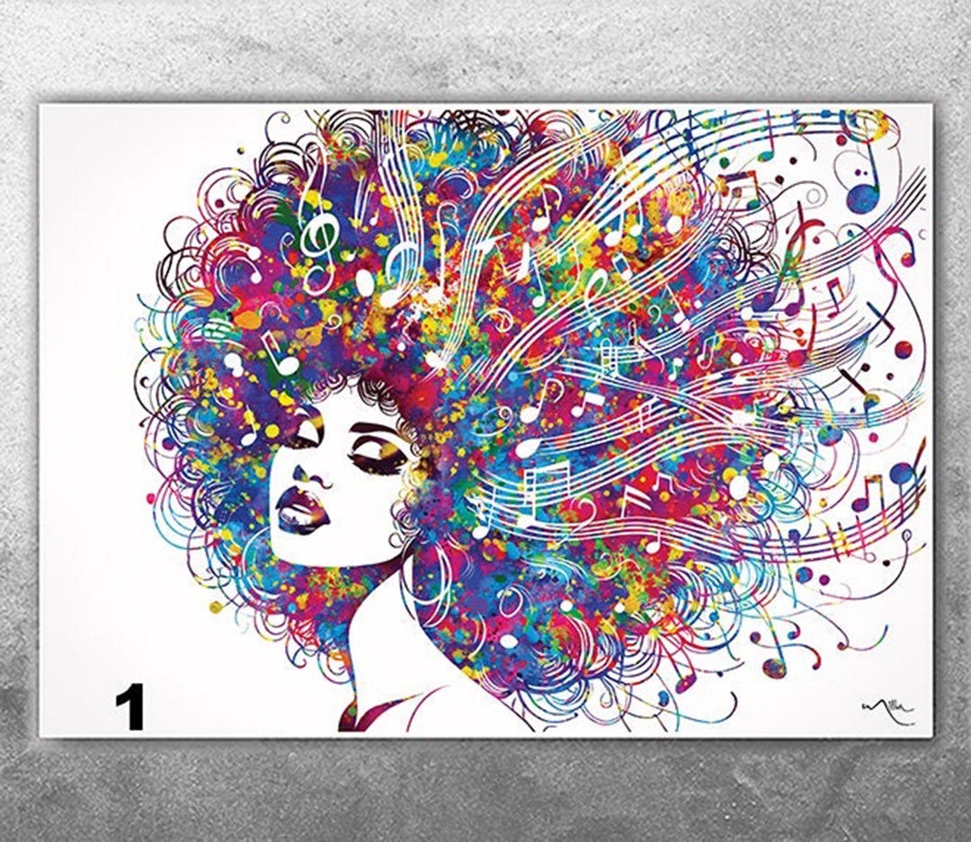 Girl Music Notes Watercolor Print Treble Clef Art Print Art Print ...