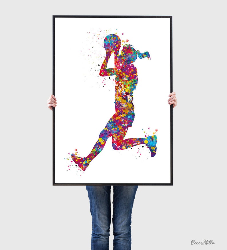 Netball Player Watercolor Print Netball Woman Female Girl - Etsy