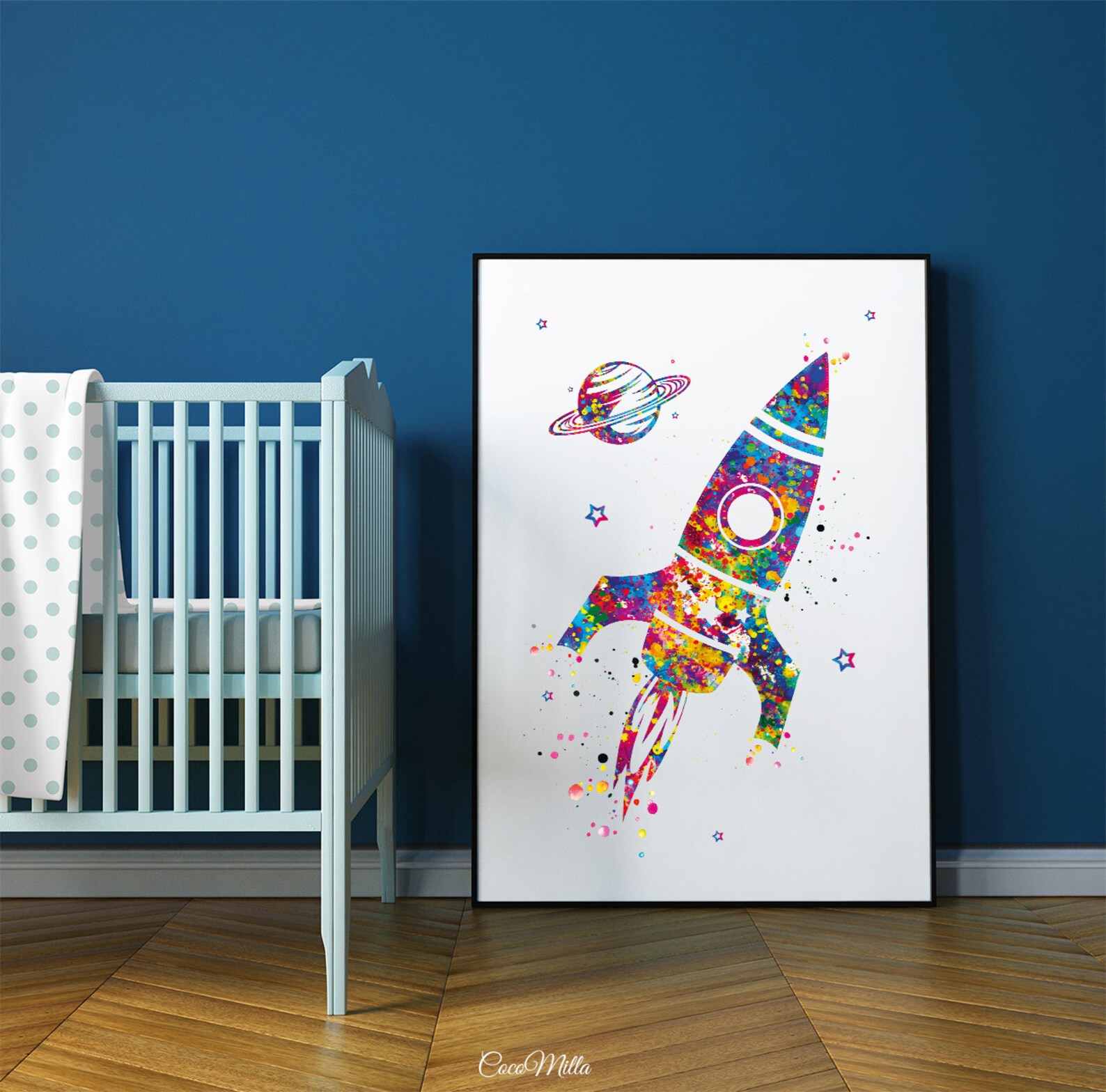 Rocket Nursery Print Watercolor Print Space Boy Gift Wall Art - Etsy