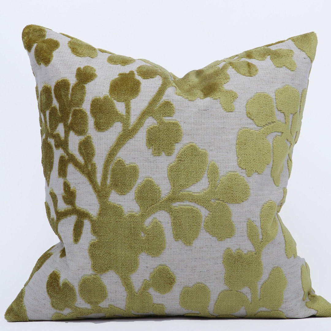 Blossom Cut Velvet Pillow Cover in "peridot" Decorative Pillow, Euro ...