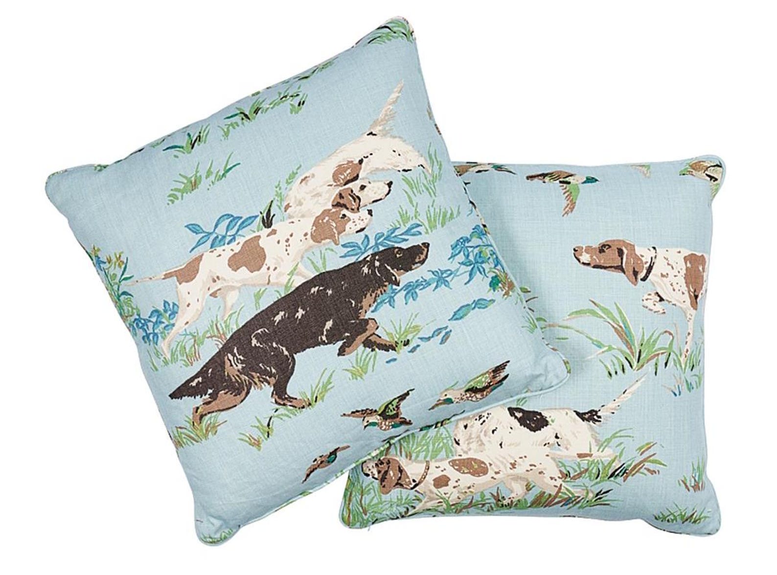 Schumacher Pointers in Sky Decorative Pillow Cover With Welting, 18x8 ...