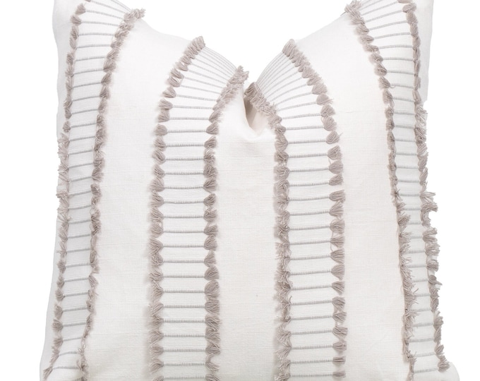 French Gray and White Stripe Pillow Cover Farmhouse Pillow Neutral ...