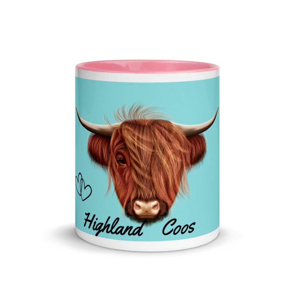 Highland Cow Mug with Color Inside | Etsy