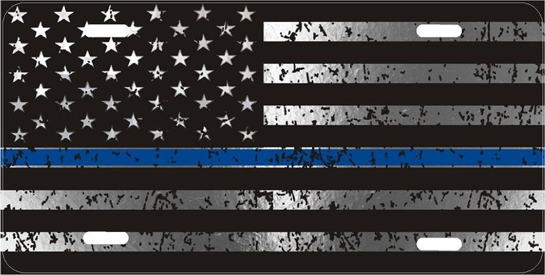 Blue Line Flag License Plate - Etsy