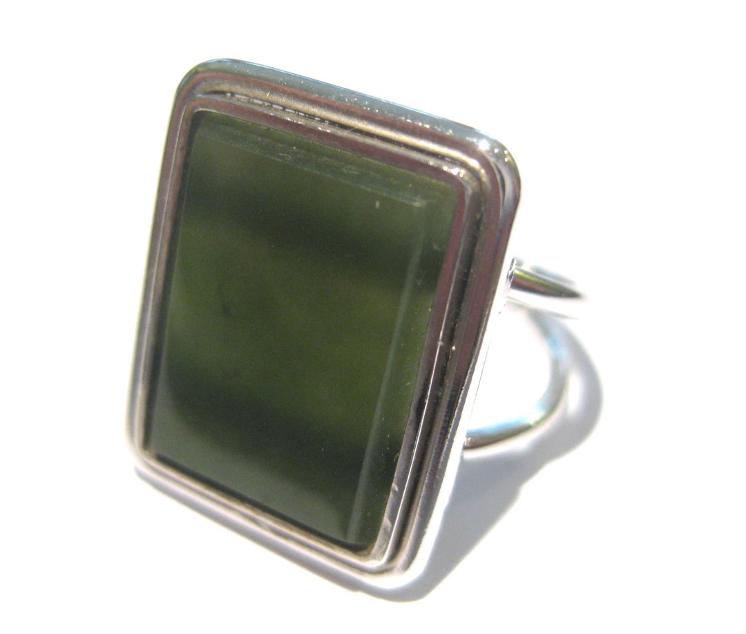 Green Jade Ring Silver 925% Handmade - Etsy