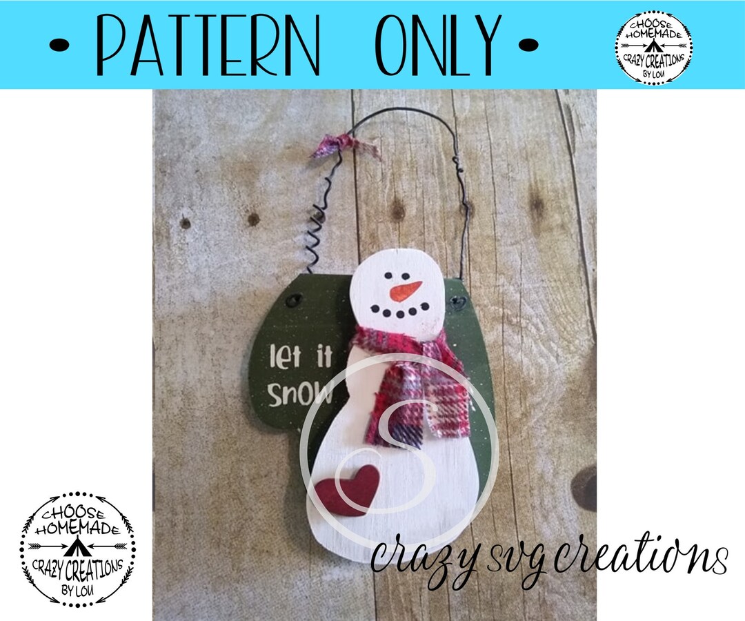 Snowman on A Mitten Pattern Only | Wooden Ornament | Pattern in PDF ...