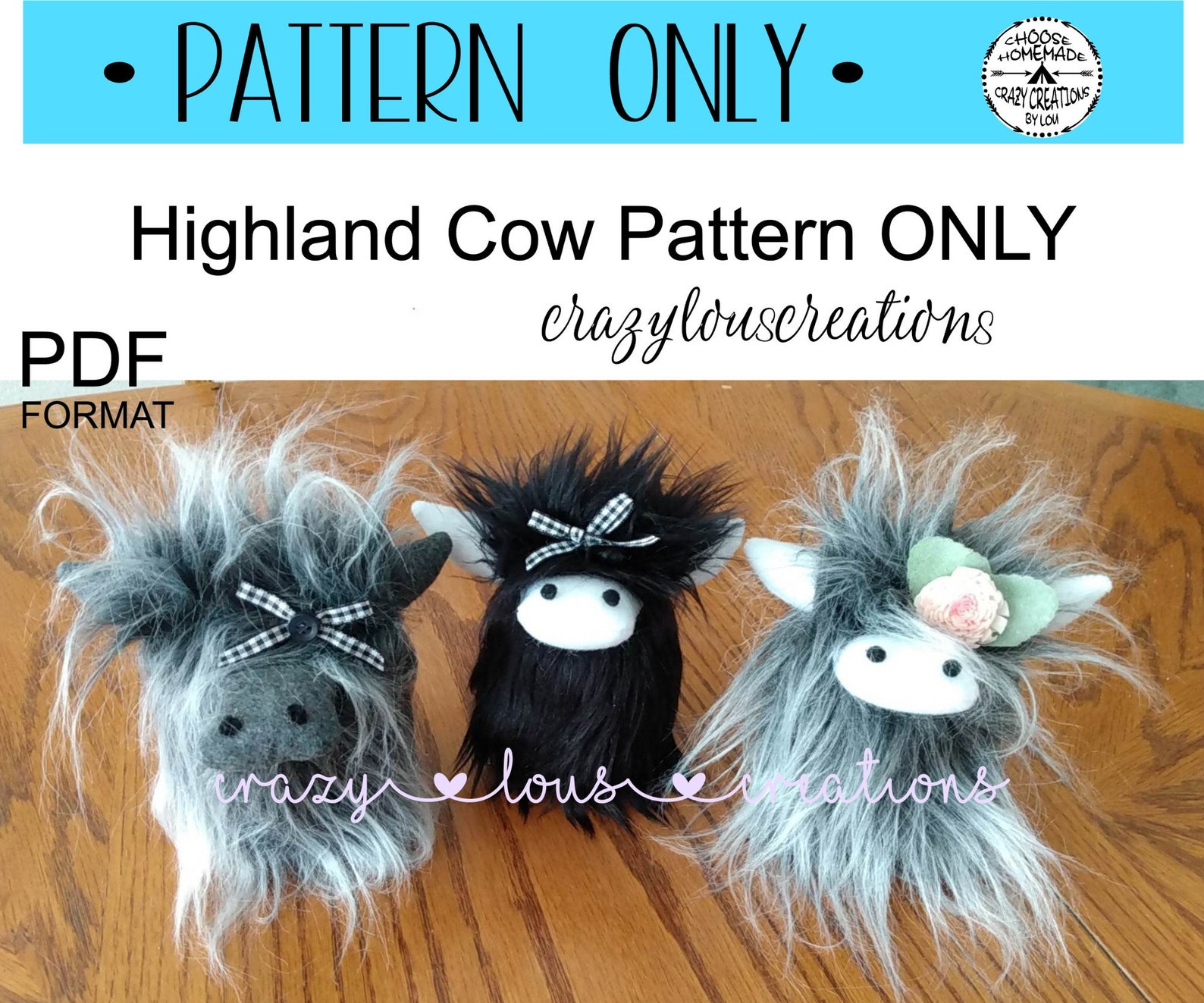 Highland Cow PATTERN ONLY in PDF Format. Highland Cow Gnome Sewing ...
