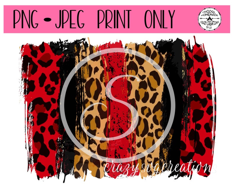 Red Gold Black Leopard Brush Stroke Background Sublimation PNG Jpeg ...