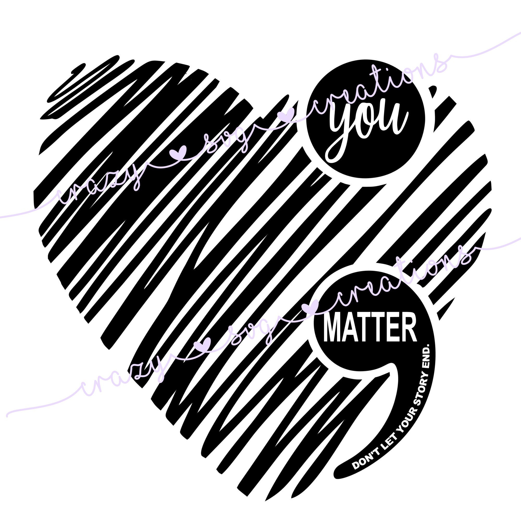 You Matter Semi Colon Heart SVG Digital Cut File for | Etsy