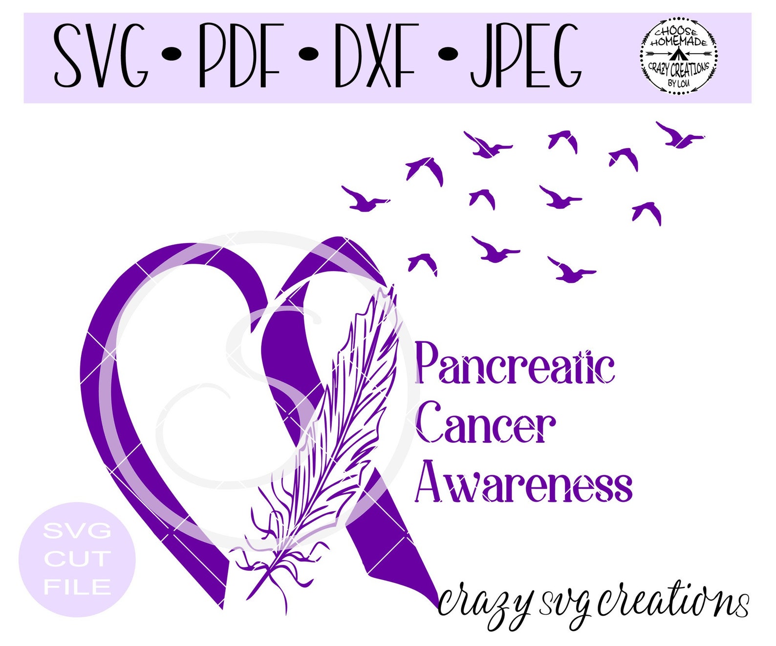 Pancreatic Cancer Awareness Heart Ribbon SVG Digital Cut File - Etsy