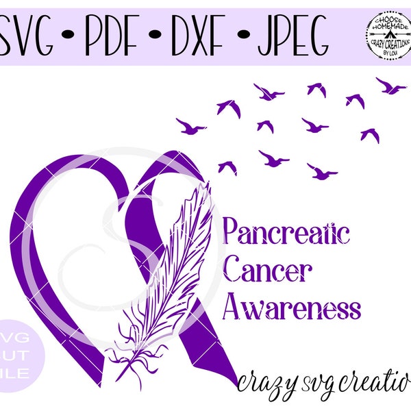 Purple Heart Cancer Ribbon Svg - Etsy