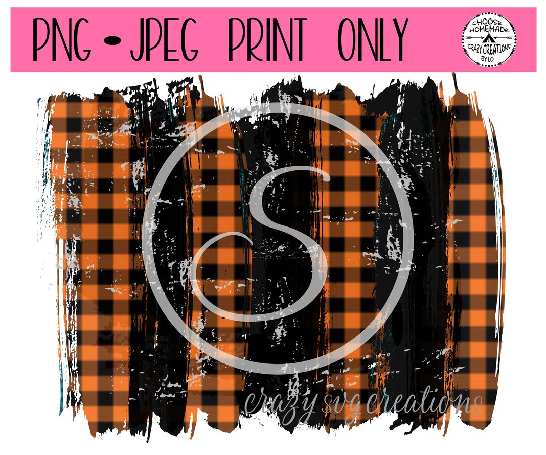 Orange Buffalo Plaid Brush Stroke Background Sublimation PNG | Jpeg ...