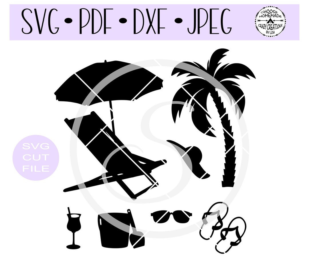 Beach Items SVG | Beach Miscellaneous Clip Art SVG | Digital Cut File ...