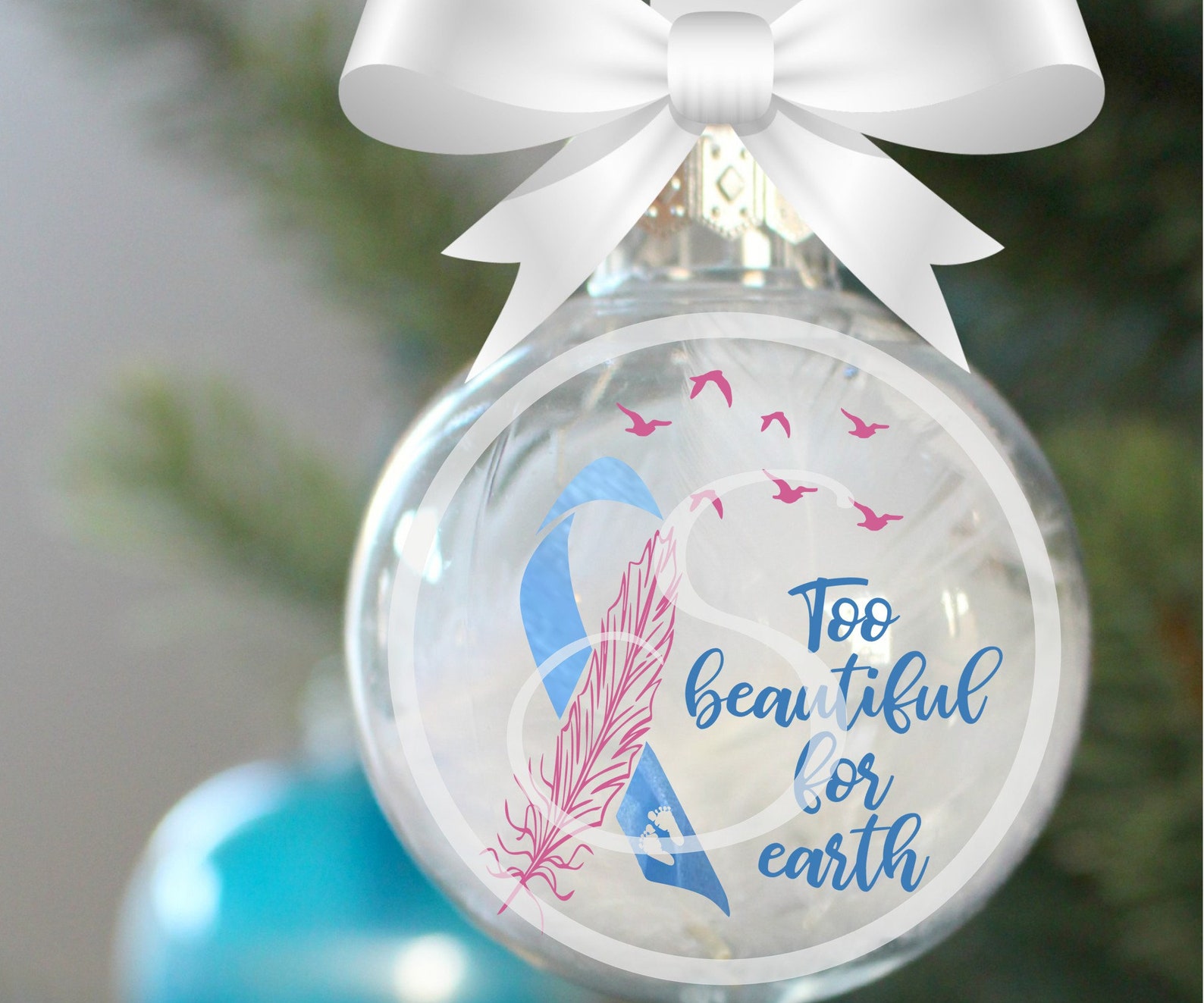 Miscarriage Infant Awareness Ribbon - You Cut 3 or 4" Ornament Insert ...